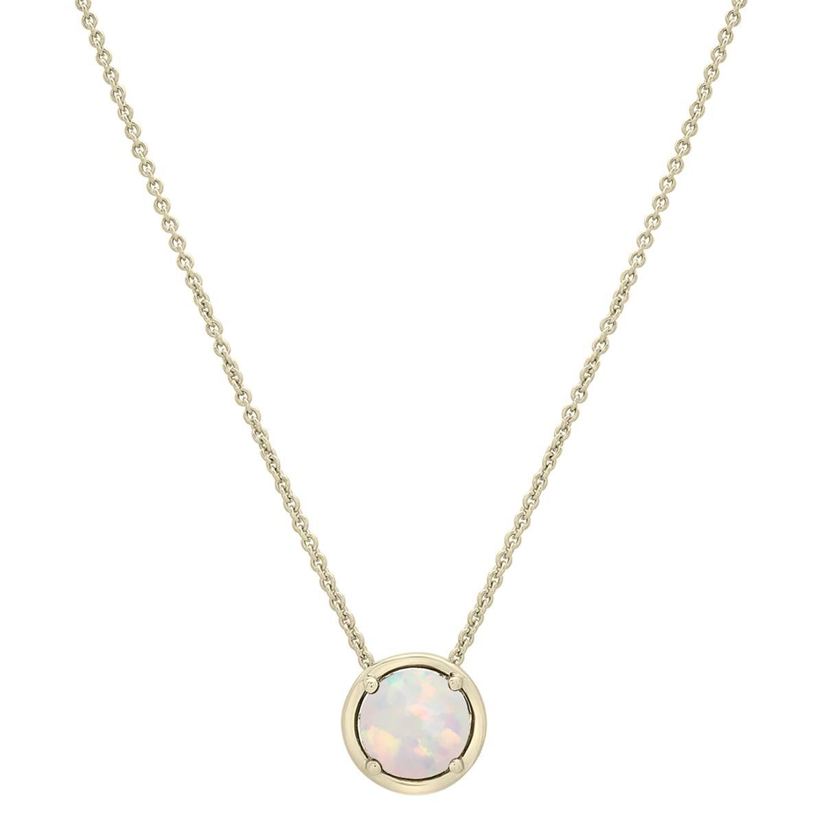 Click here for Gold-Plated Lab-Grown Opal Center Stone Pendant Ne... prices
