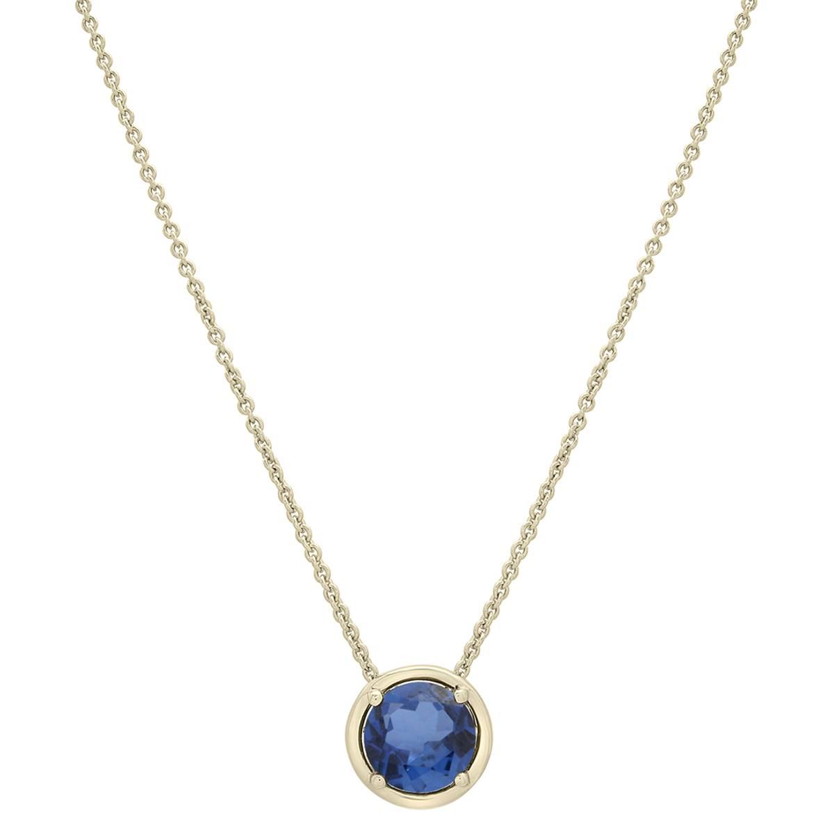 Click here for Gold-Plated Lab-Grown Sapphire Center Stone Pendan... prices