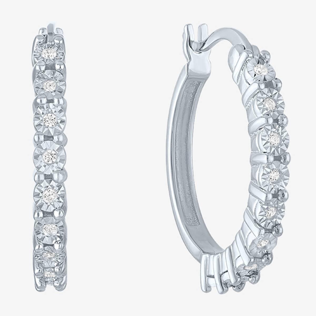 Click here for Nova Star(R) Sterling Silver Lab Grown Diamond Hoo... prices