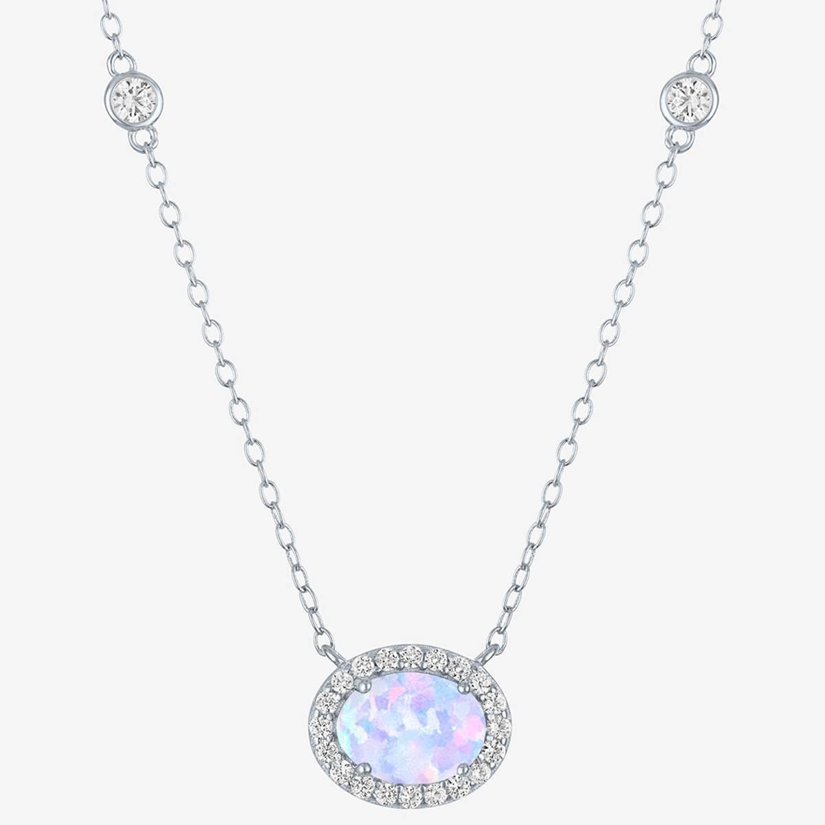 Click here for Nova Star(R) Lab-Grown Opal & White Sapphire Neckl... prices