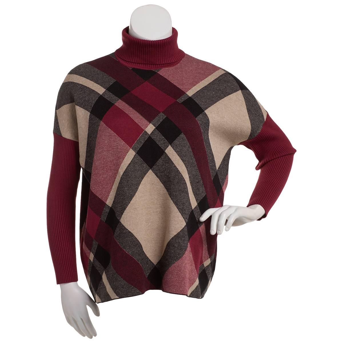 Click here for Womens Joseph A. 3/4 Sleeve Plaid Turtleneck Pullo... prices