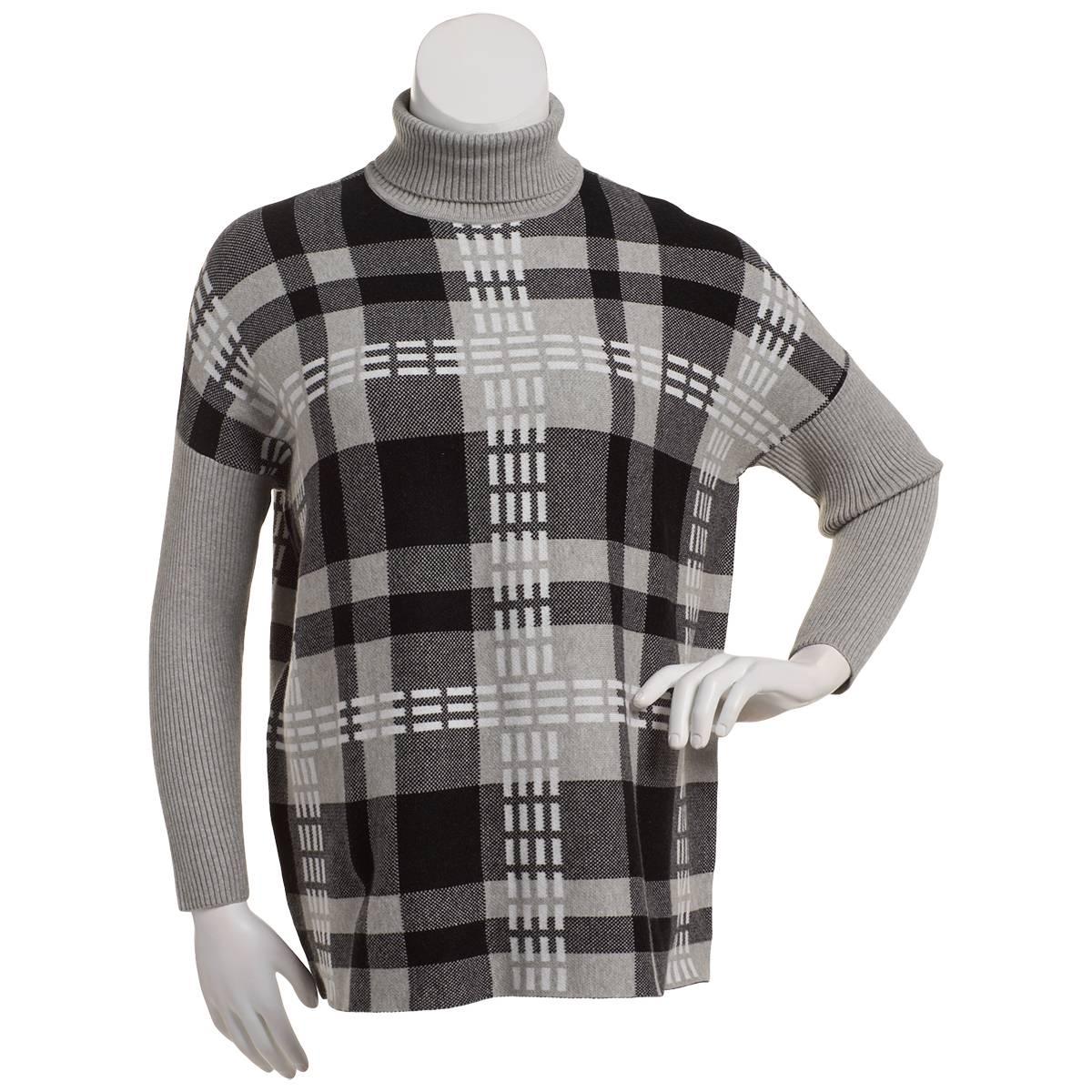 Click here for Womens Joseph A. 3/4 Sleeve Pickstitch Plaid Turtl... prices