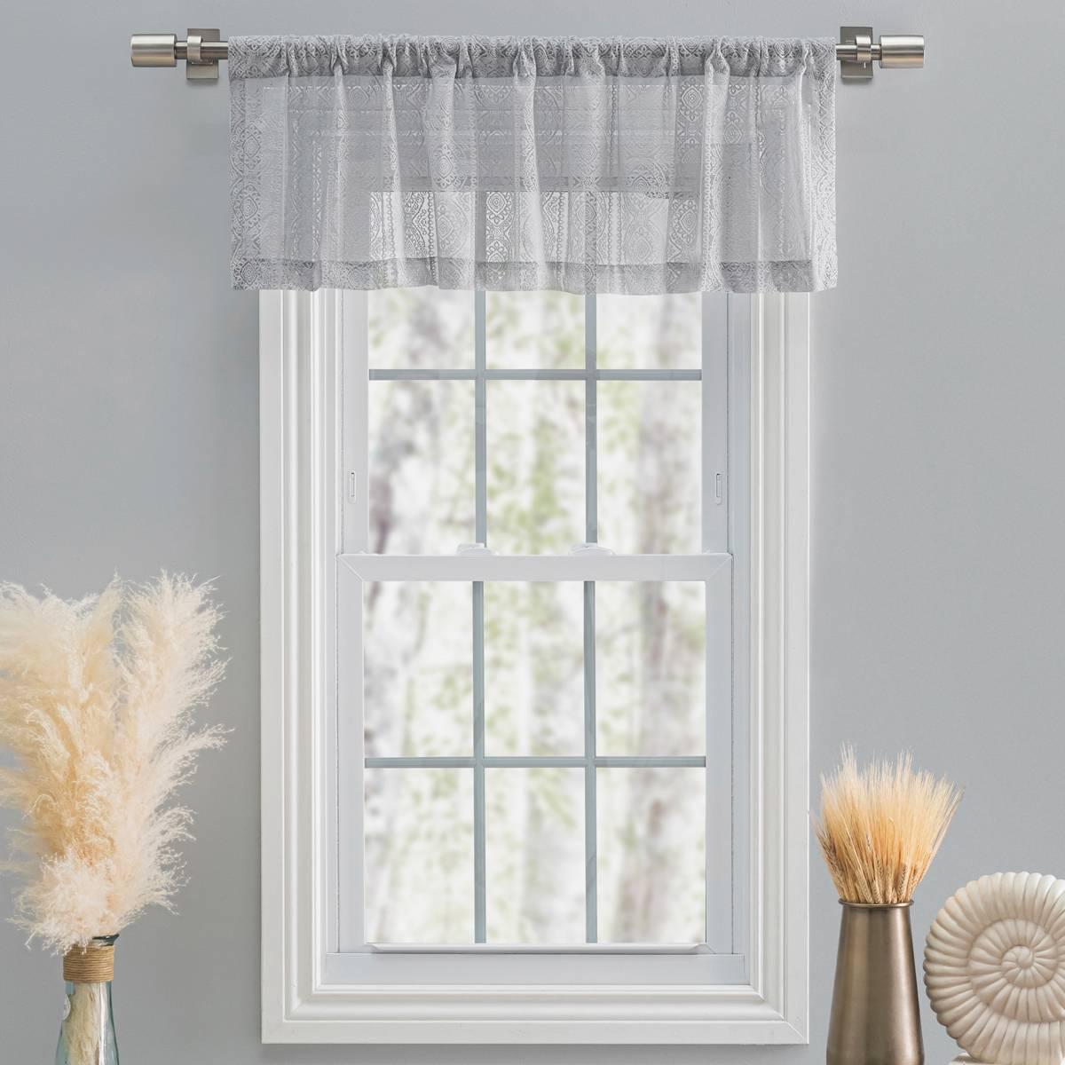 Click here for Ricardo(R) Stripe Lace Rod Pocket Valance - 54x15 prices