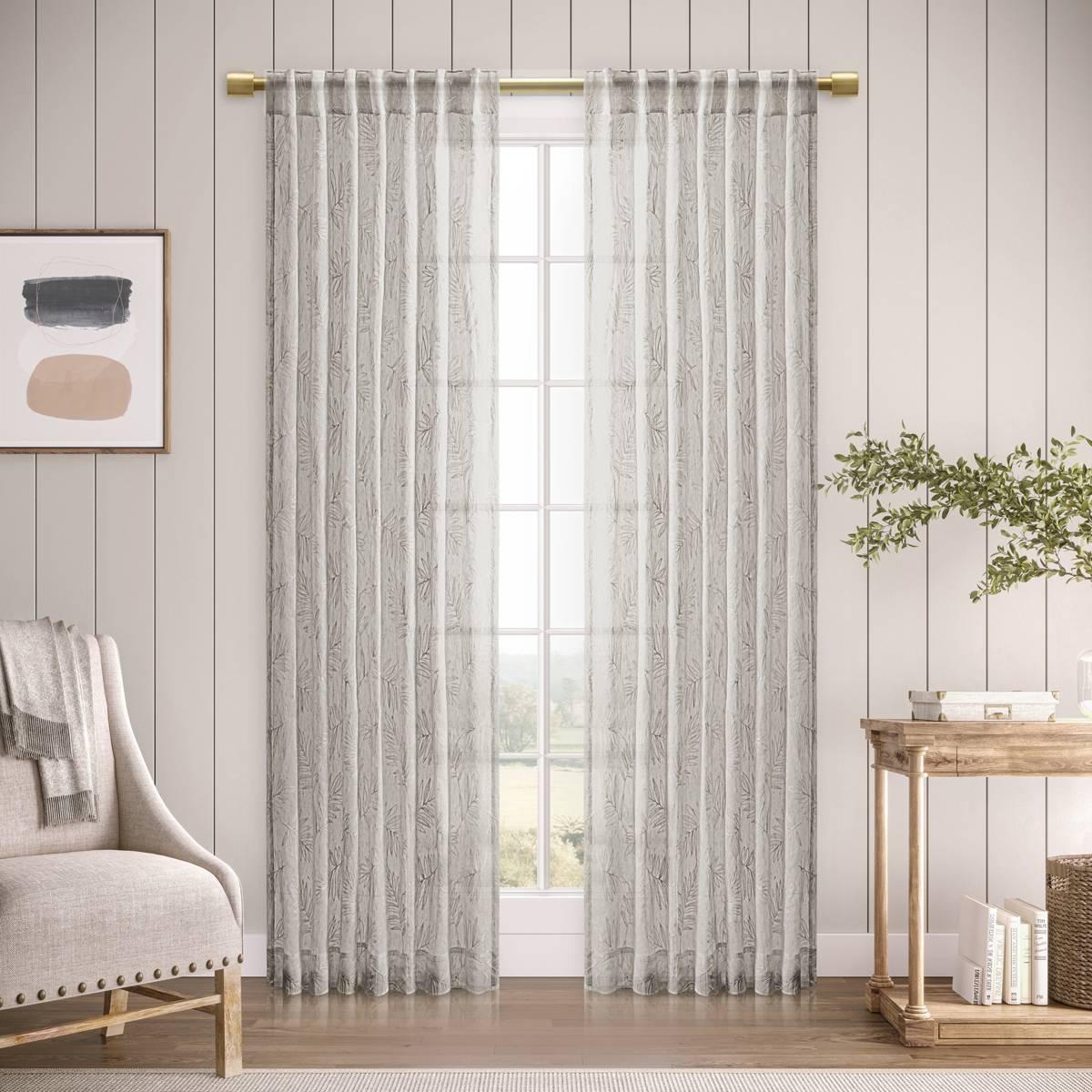 Click here for Ricardo(R) Sheer Leaf Rod Pocket Curtain Panel wit... prices