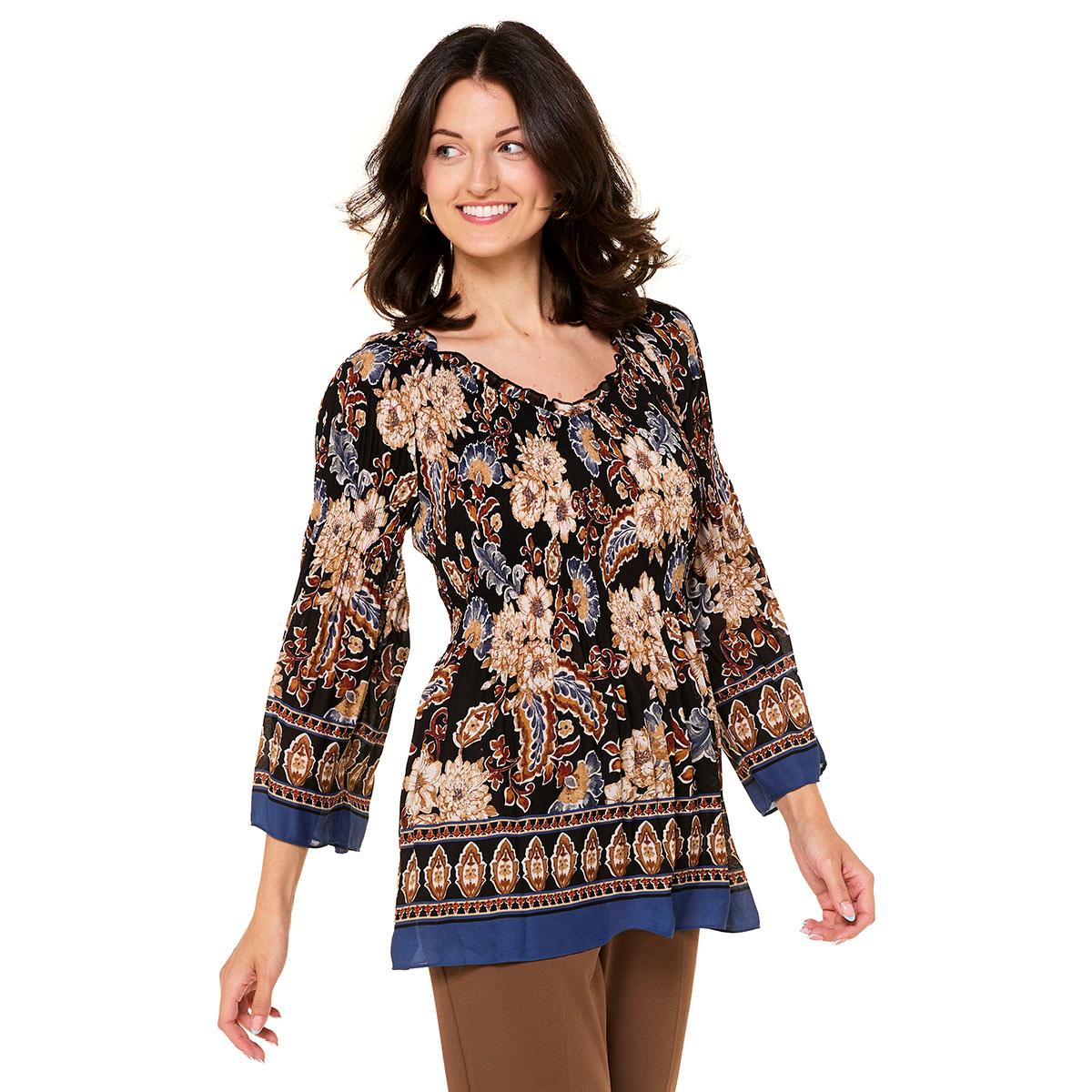 Click here for Petite Floral & Ivy 3/4 Sleeve Floral Paisley Plea... prices