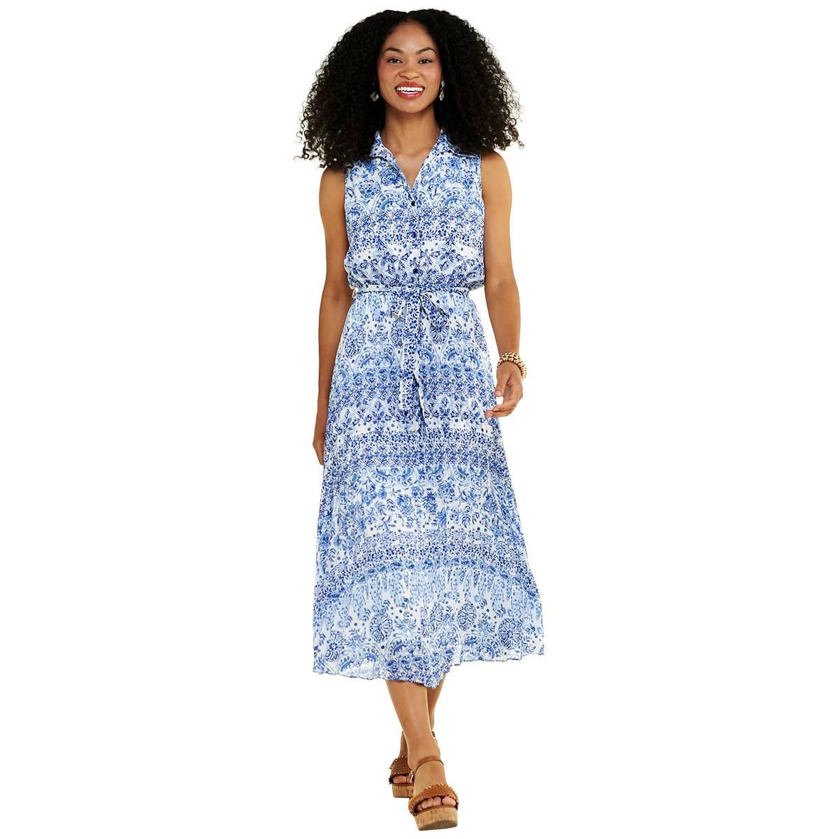 Click here for Womens Emma & Michele Sleeveless Paisley Pleated M... prices