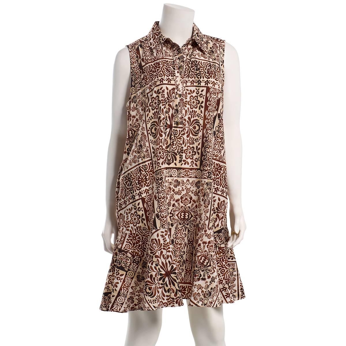 Click here for Womens Emma & Michele Sleeveless Abstract Ruffle H... prices