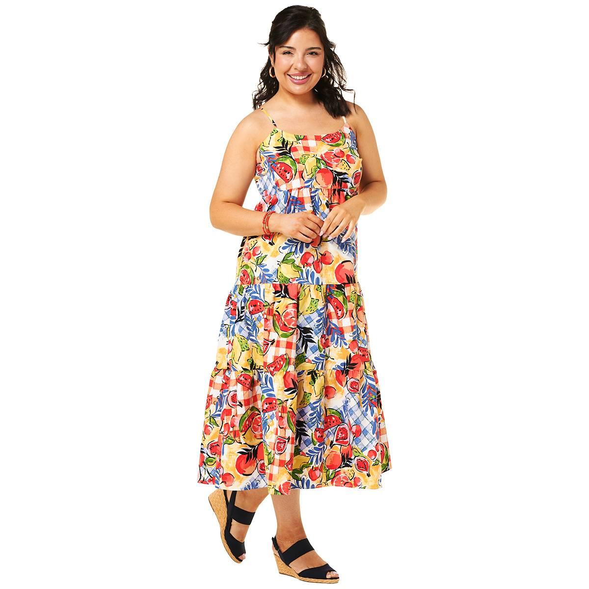 Click here for Womens Emma & Michele Sleeveless Fruit Poplin Tier... prices