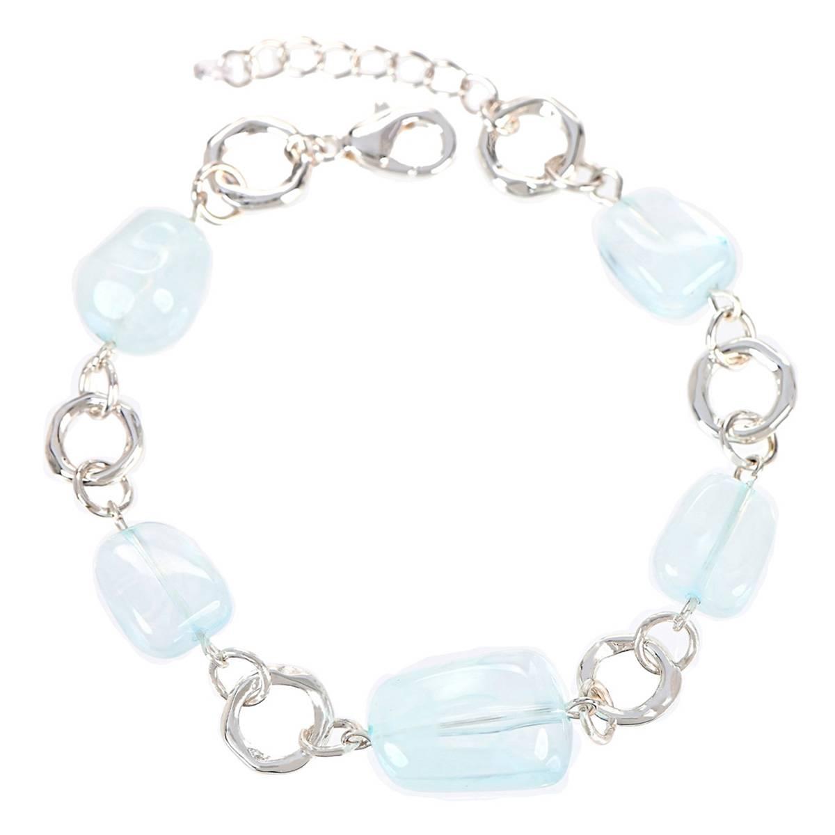 Click here for Design Collection Silver Link & Blue Beaded Bracel... prices