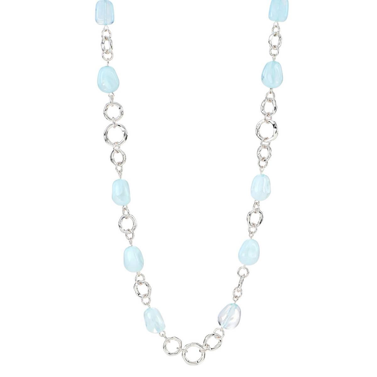 Click here for Design Collection Silver Link & Blue Bead Necklace prices