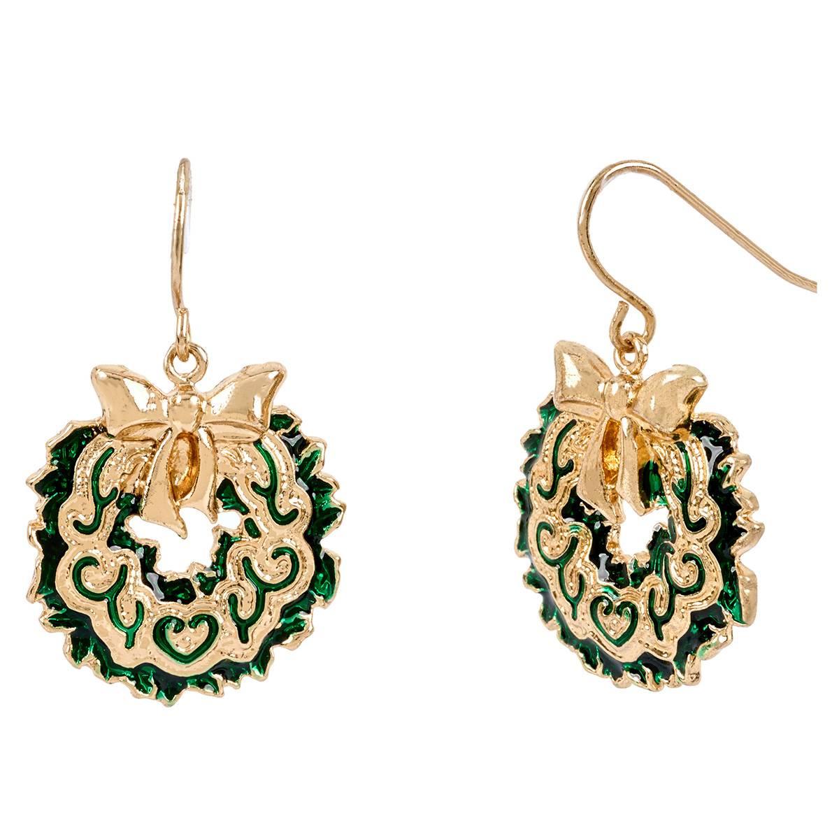 Click here for Wreath with Bow Holiday Earrings prices