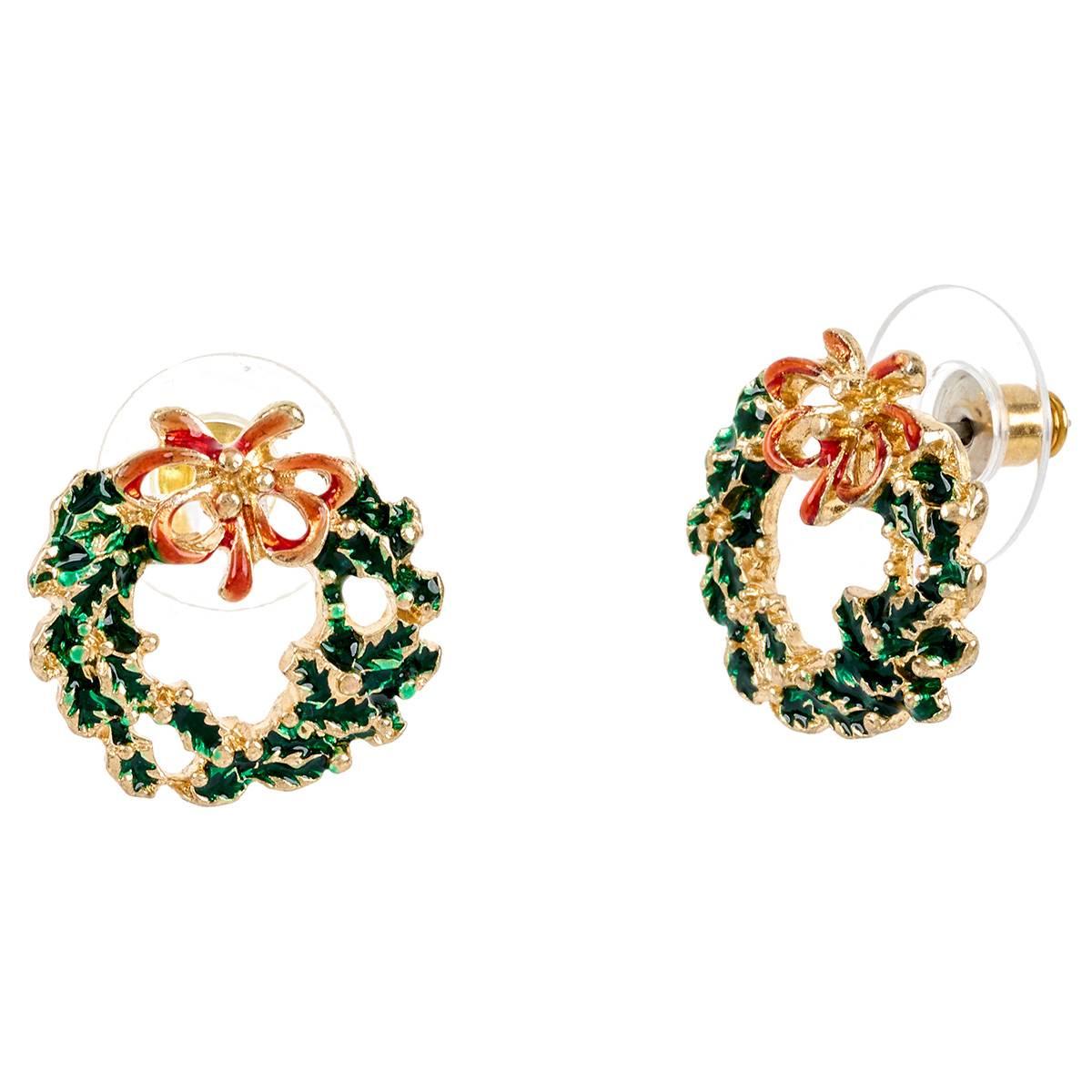 Click here for Holly Wreath CZ Stud Earrings prices