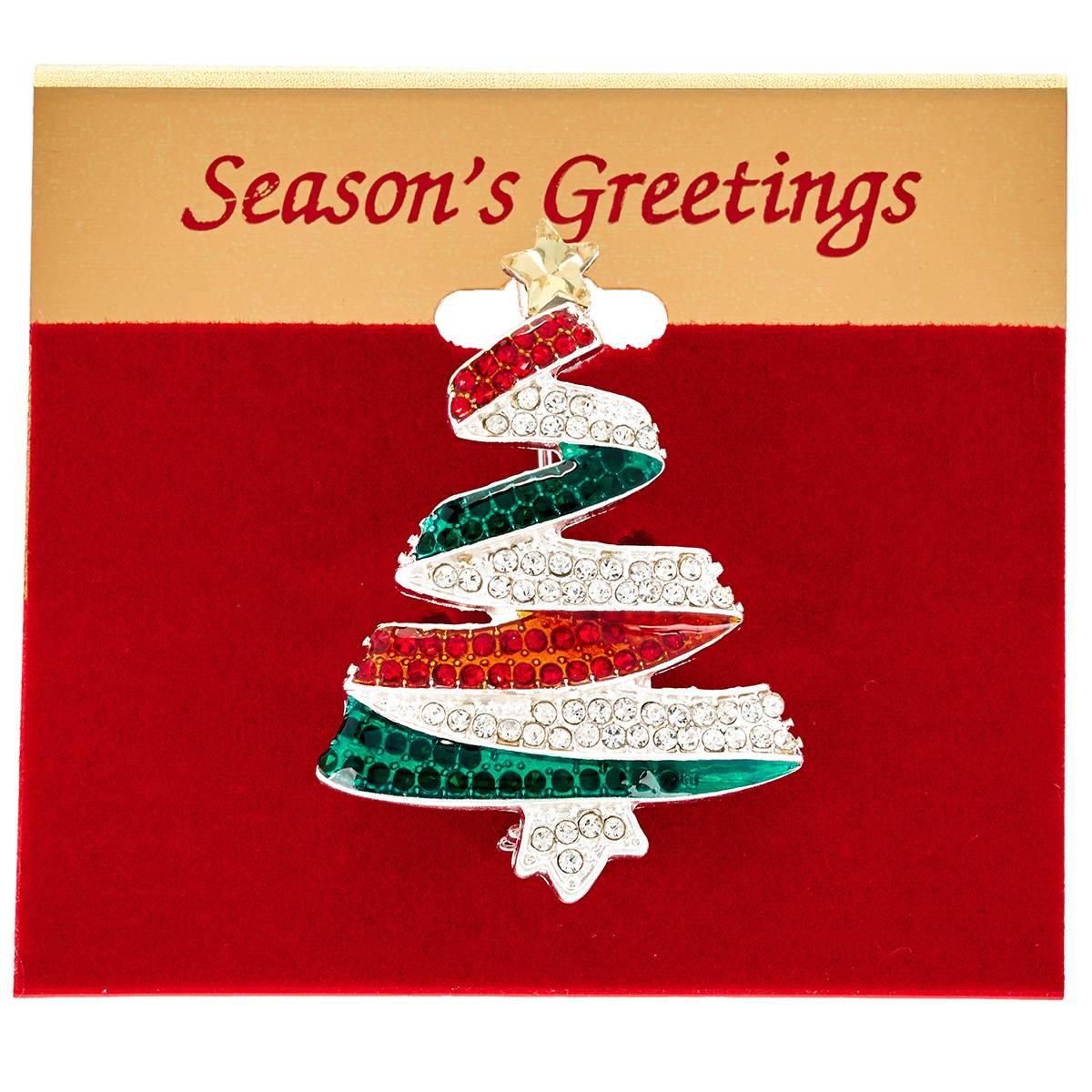 Click here for Silver-Tone Ribbon CZ Christmas Tree Pin prices