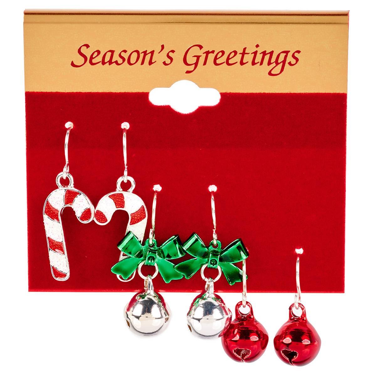 Click here for Candy Cane/Bells/Bow Drop Earring Set prices
