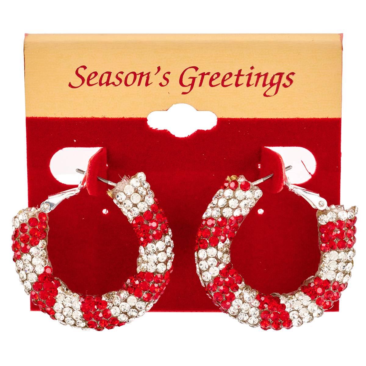 Click here for Silver & Red Stripe Glitz Hoop Earrings prices