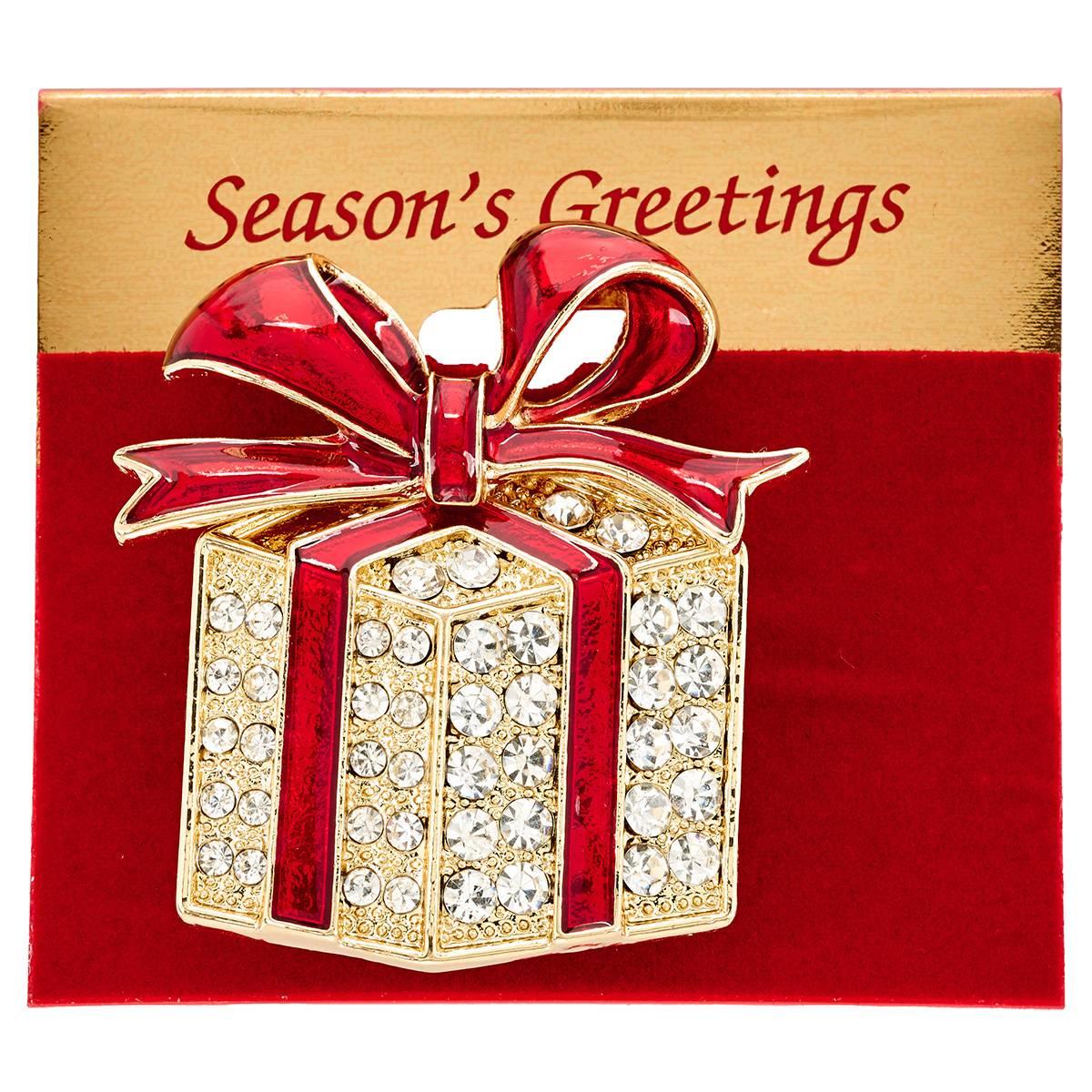 Click here for Gold Present Rhinestone CZ Pin prices