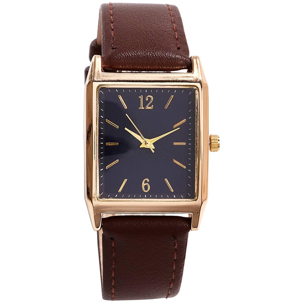 Click here for Mens Gold-Tone Navy Sunray Dial Watch - 50598G-07-... prices