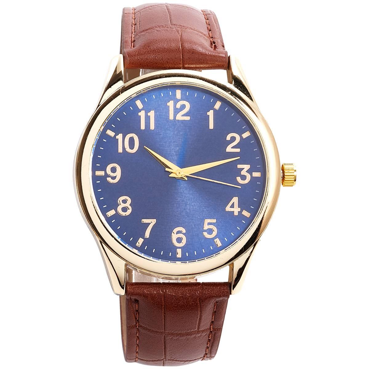 Click here for Mens Gold-Tone Navy Sunray Dial Watch - 50601G-07-... prices