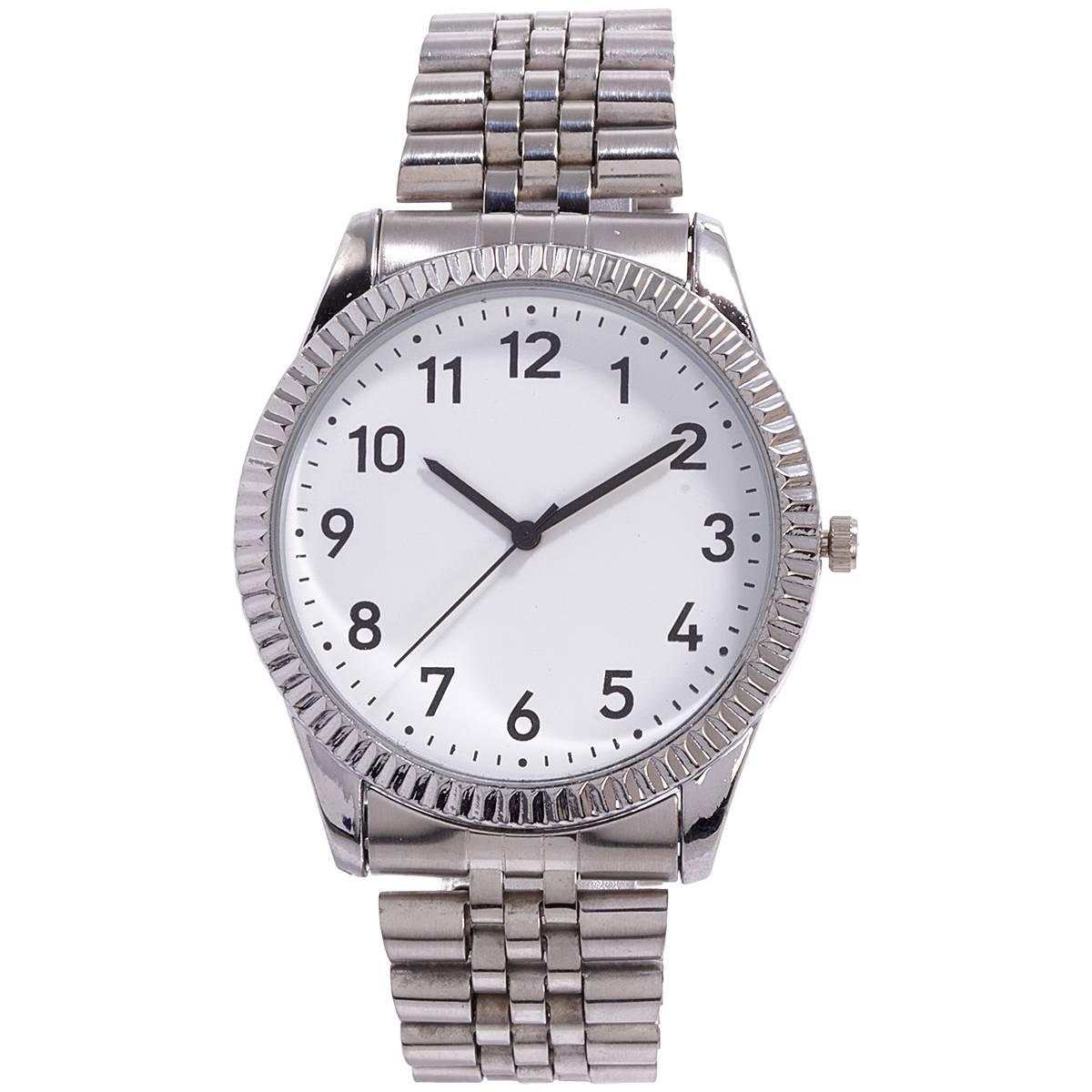 Click here for Mens Silver Coin Edge Adjustable Bracelet Watch -... prices