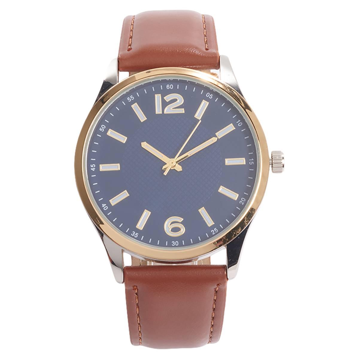 Click here for Mens Gold Bezel Navy Sunray Dial Watch - 50736S-07... prices