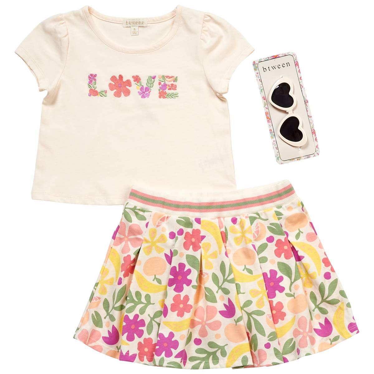 Click here for Girls (4-6x) BTween(R) 2pc. Love Tee Floral Skort... prices