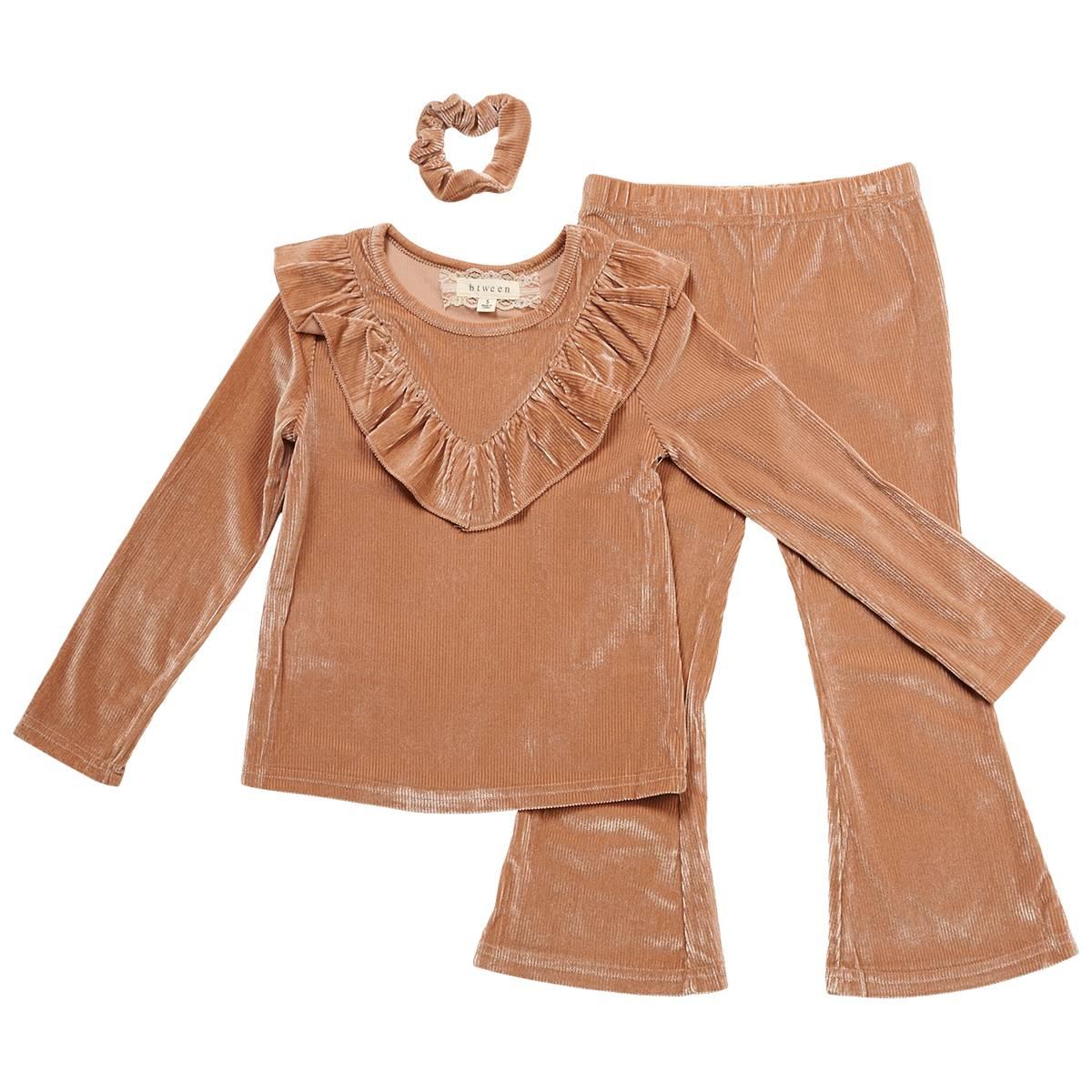 Click here for Girls (4-6x) BTween(R) Velour Ruffle Yoke Top & Fl... prices