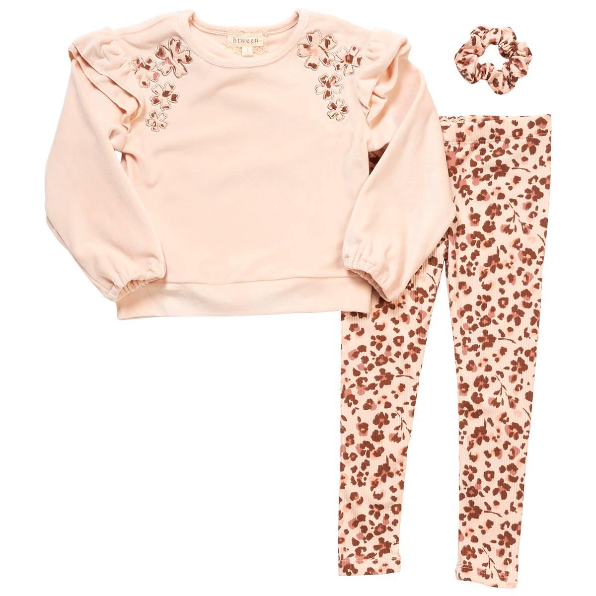 Click here for Girls (4-6x) BTween(R) Velour Top & Rib Floral Leo... prices