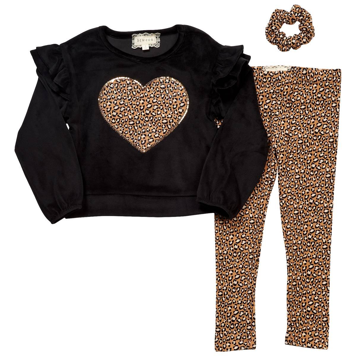 Click here for Girls (4-6x) BTween(R) Sequin Heart Velour Top & L... prices
