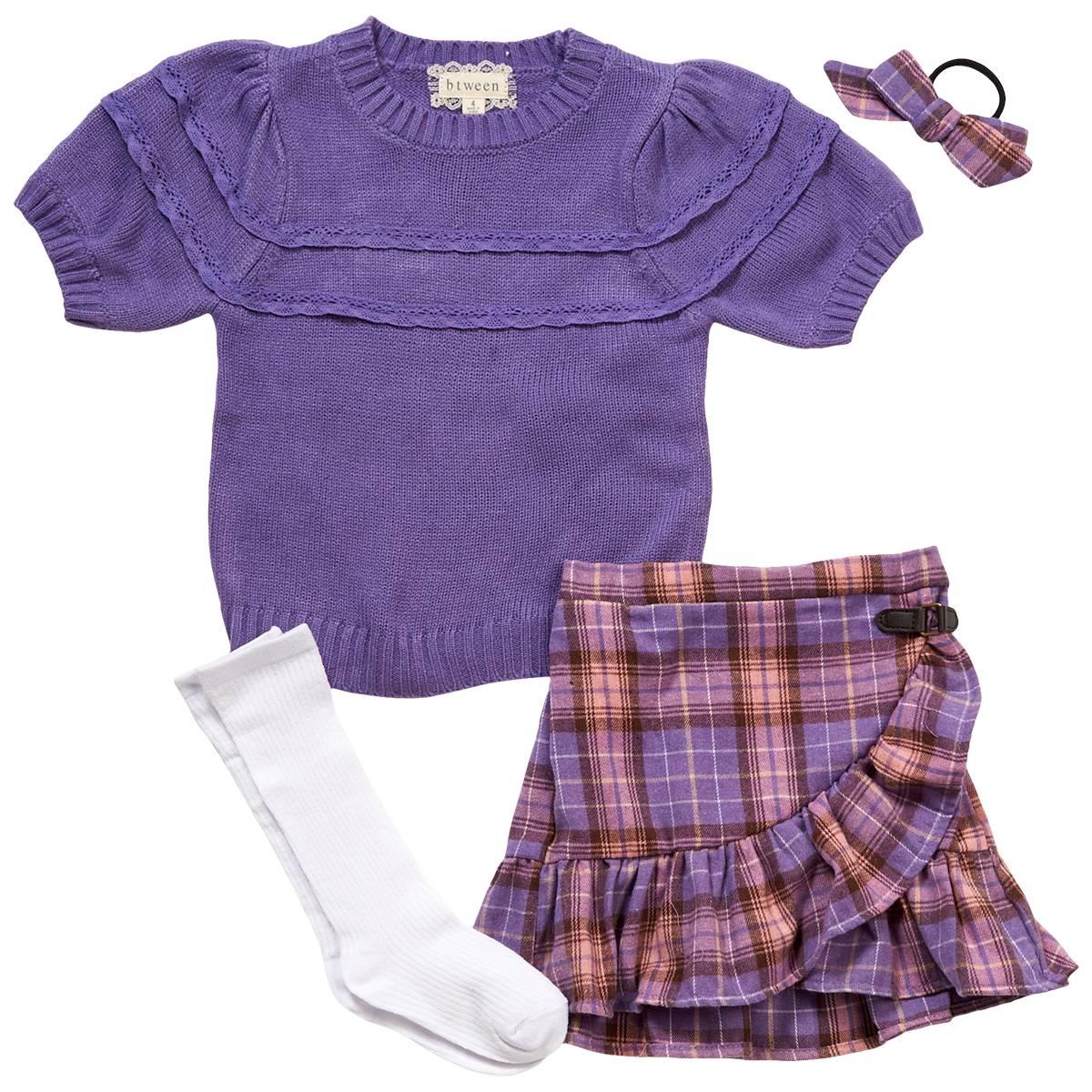 Click here for Girls (4-6x) BTween(R) Sweater & Ruffle Plaid Skir... prices
