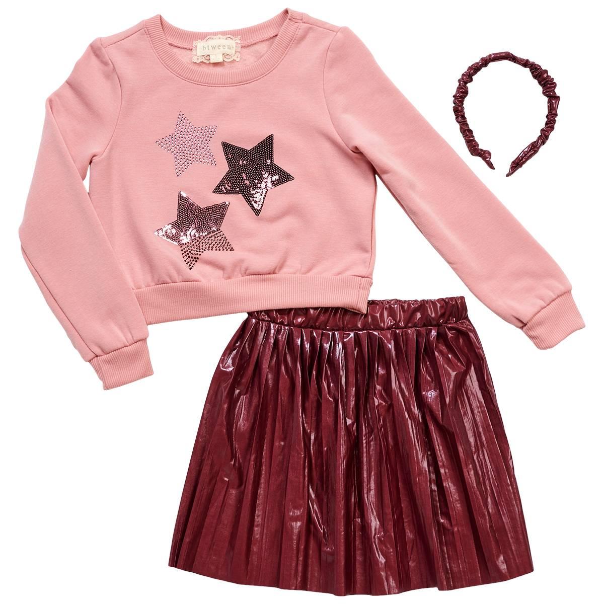 Click here for Girls (4-6x) BTween(R) Star Sweatshirt & Pleated S... prices