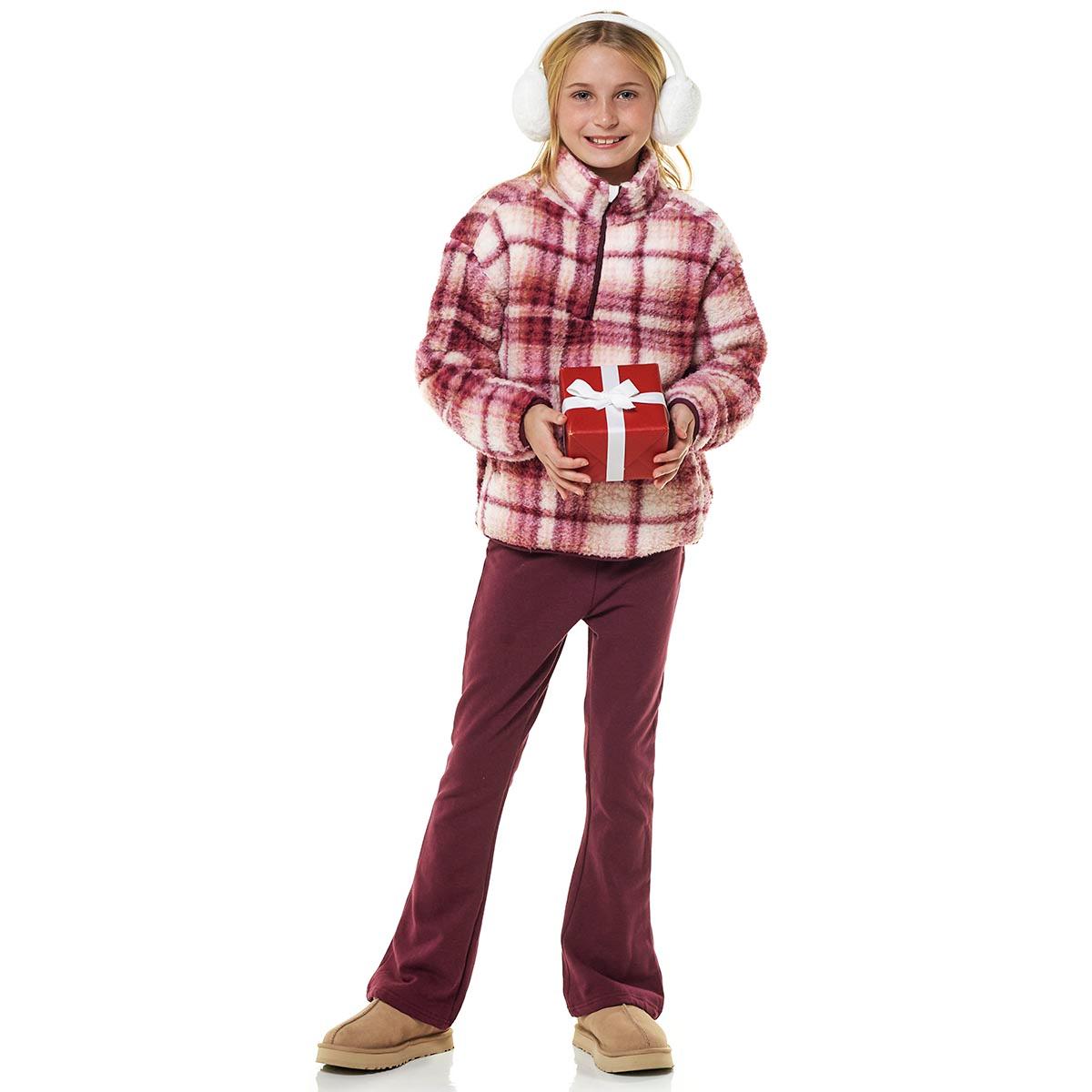 Click here for Girls (7-12) BTween Sherpa 1/4 Zip Pullover & Flar... prices