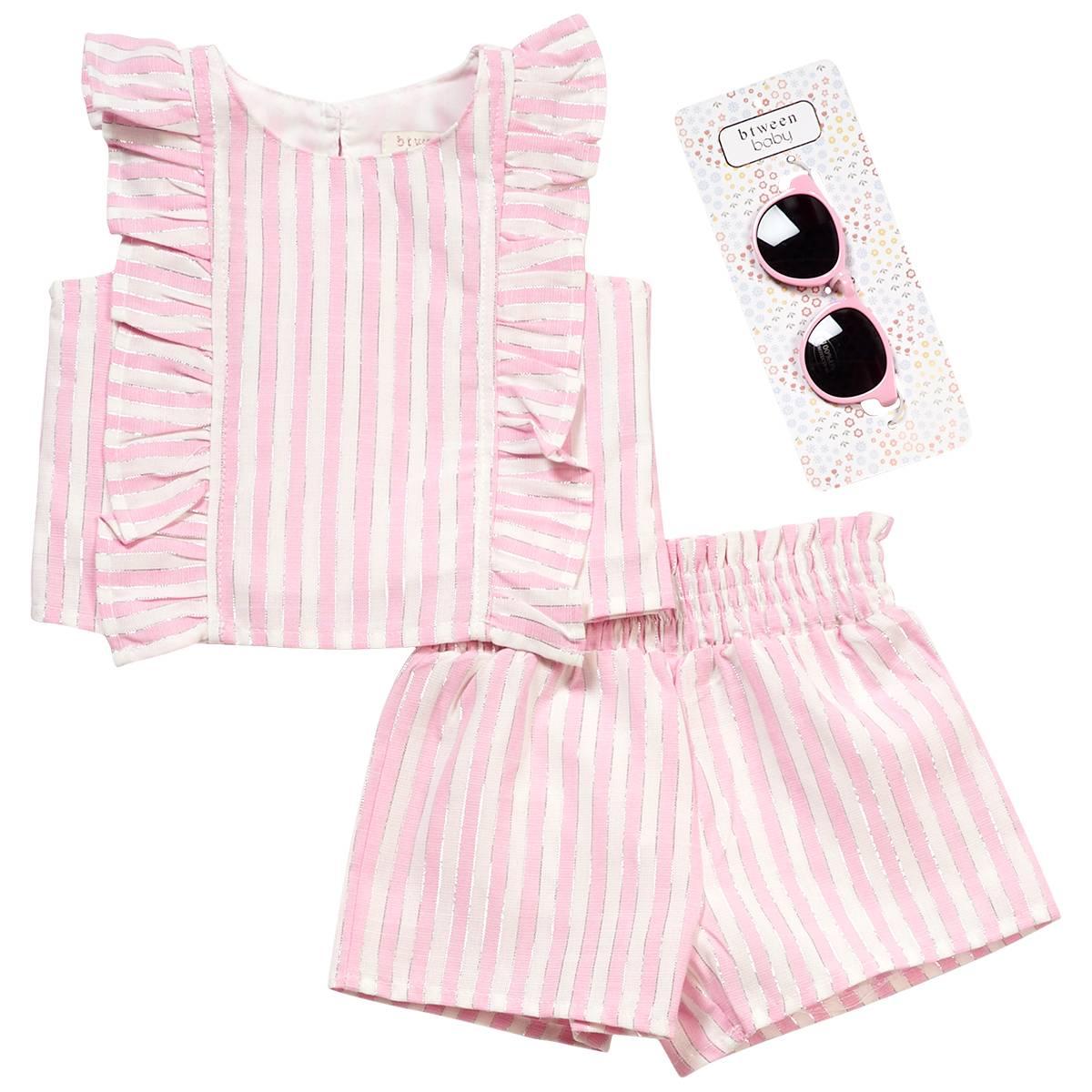 Click here for Baby Girl (12-24M) BTween(R) Ruffled Stripe Shorts... prices