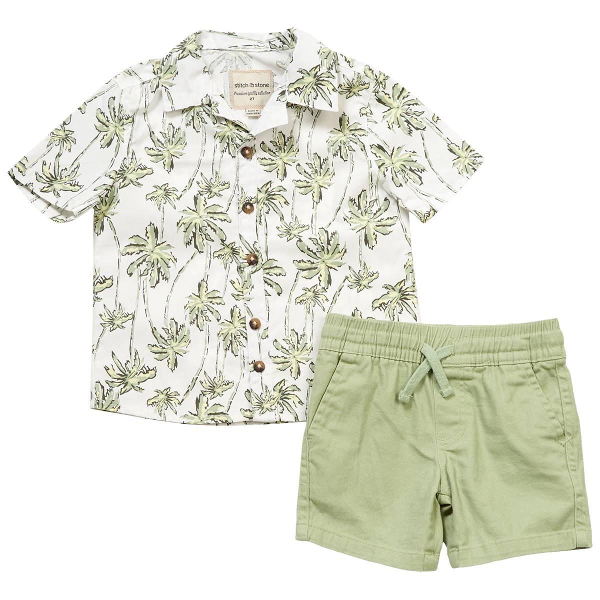 Click here for Toddler Boy Stitch & Stone Palm Tree Button Down T... prices