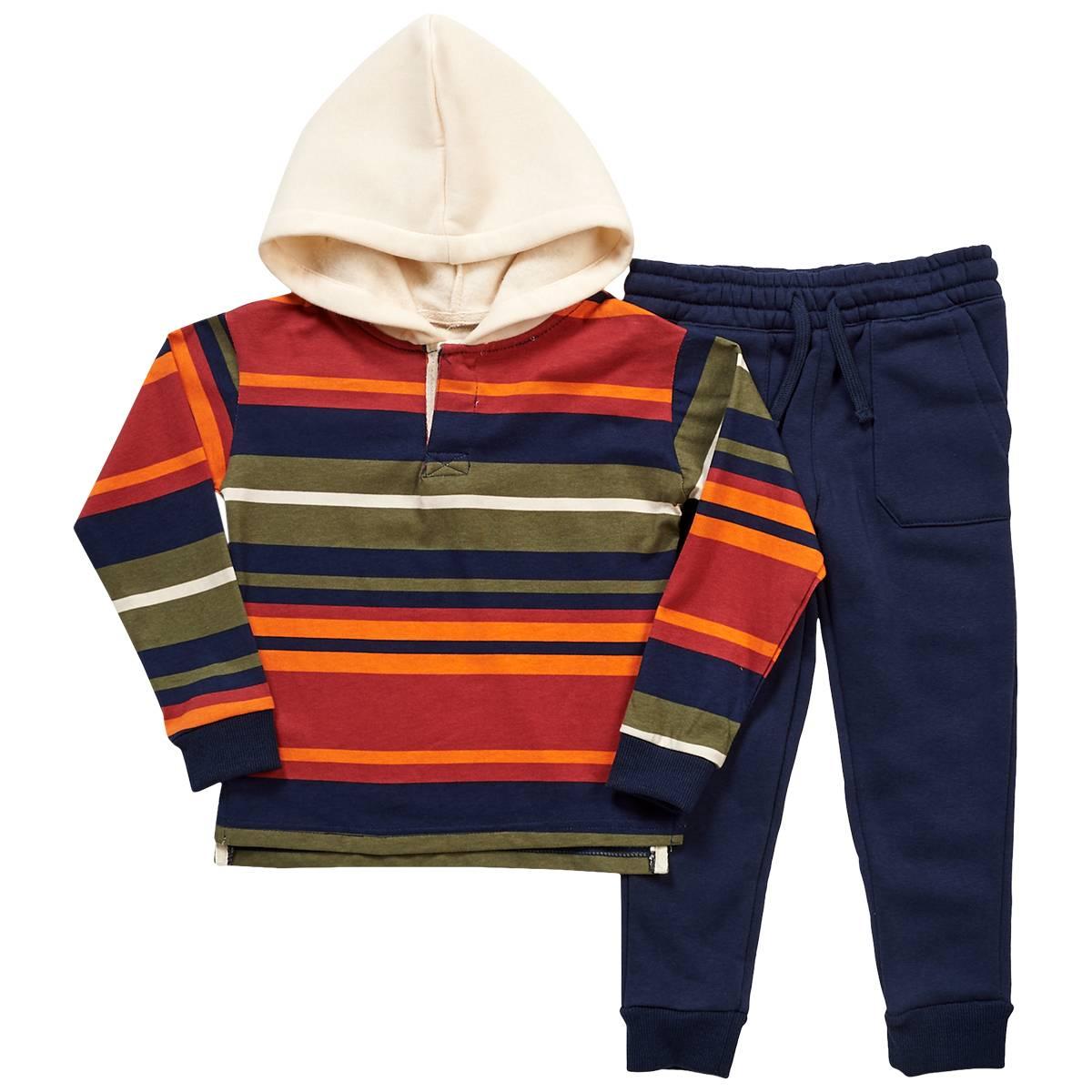 Click here for Toddler Boy Stitch & Stone Stripe Hooded Rugby Top... prices