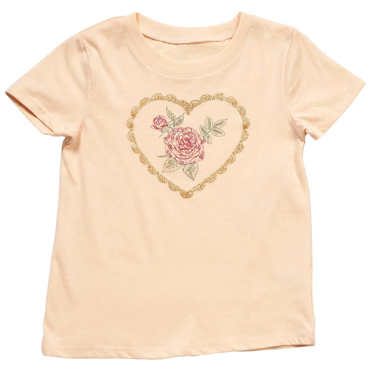 Click here for Girls (4-6x) BTween(R) Short Sleeve Rose & Heart G... prices