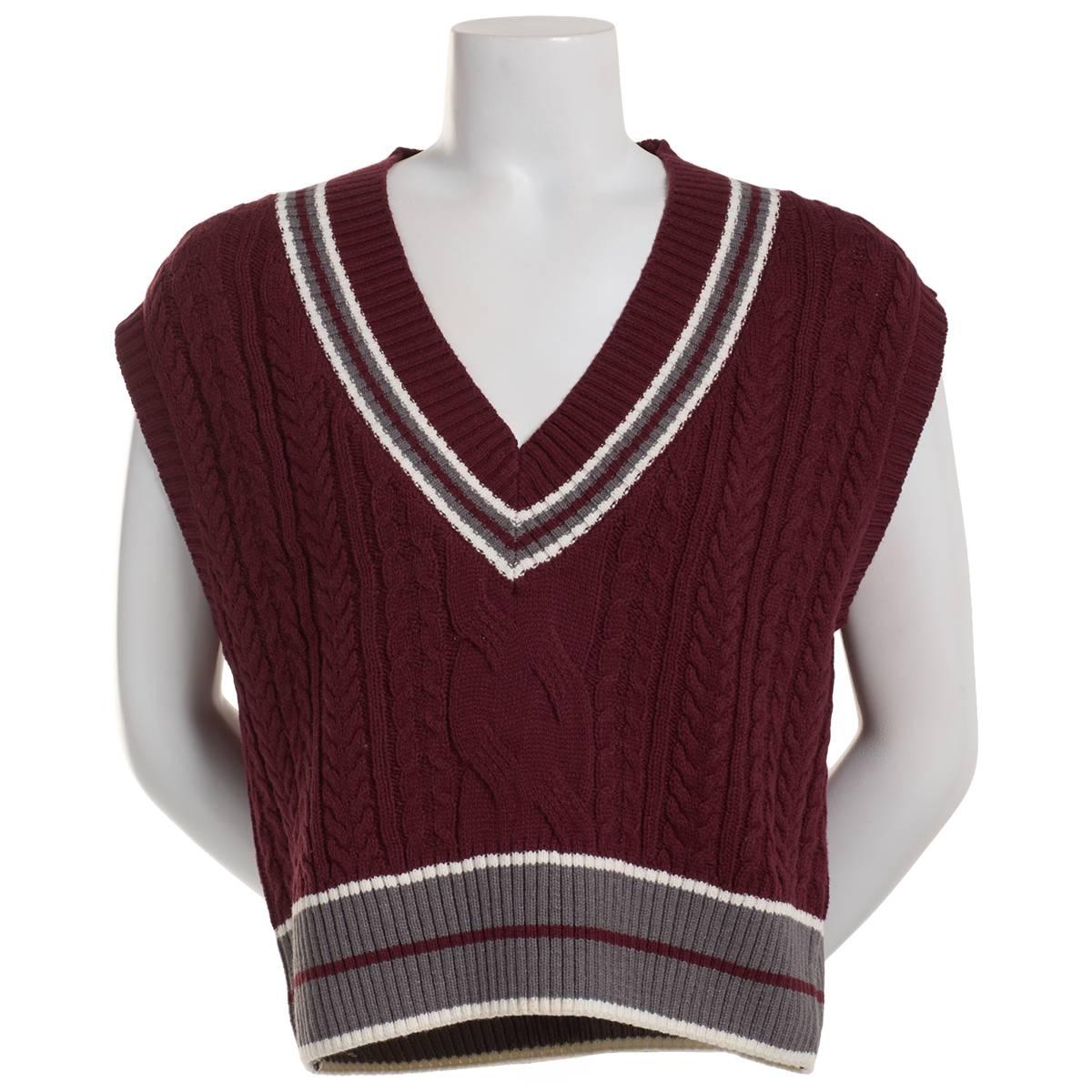 Click here for Juniors Pink Rose Cable Knit Varsity Sweater Vest prices