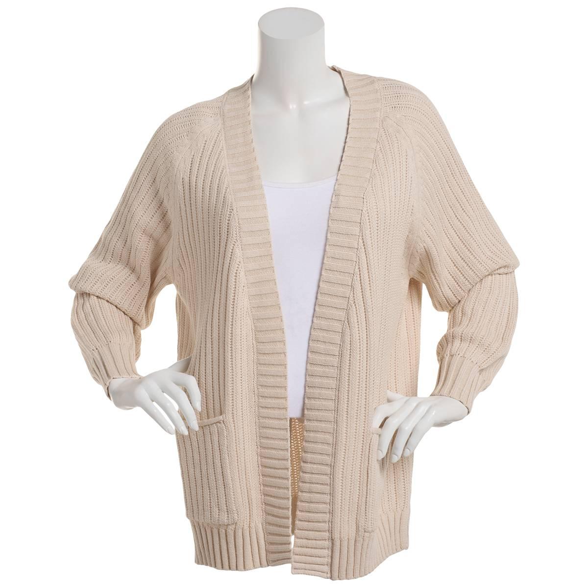 Click here for Juniors Pink Rose Pointelle Oversized Open Front C... prices