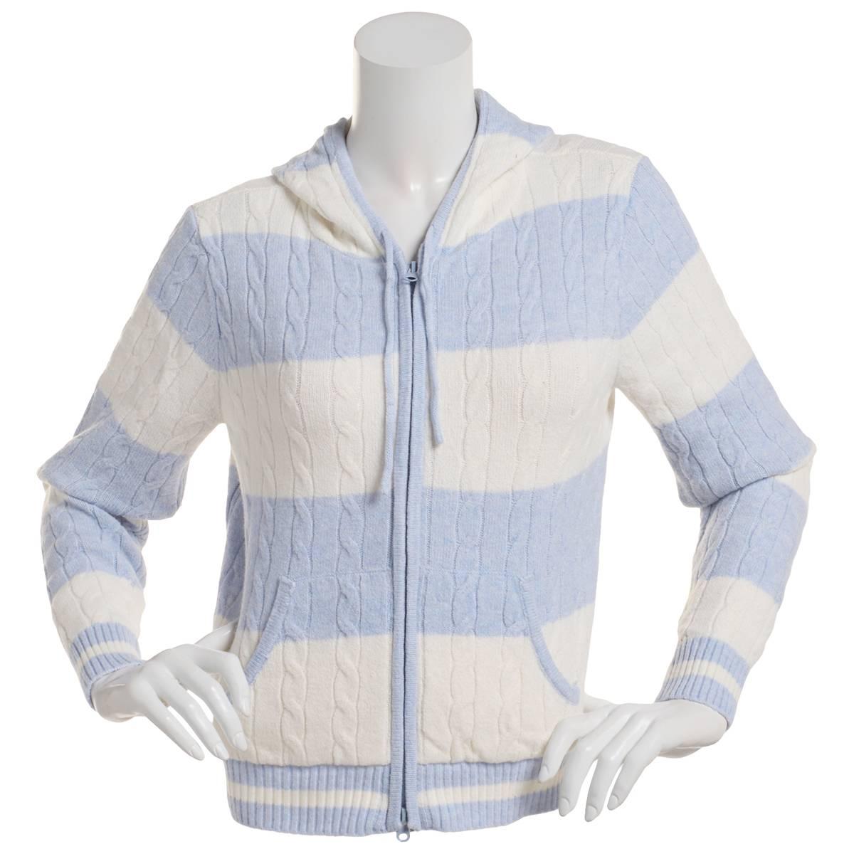 Click here for Juniors Pink Rose Mossy Cable Wide Stripe 2 Way Zi... prices