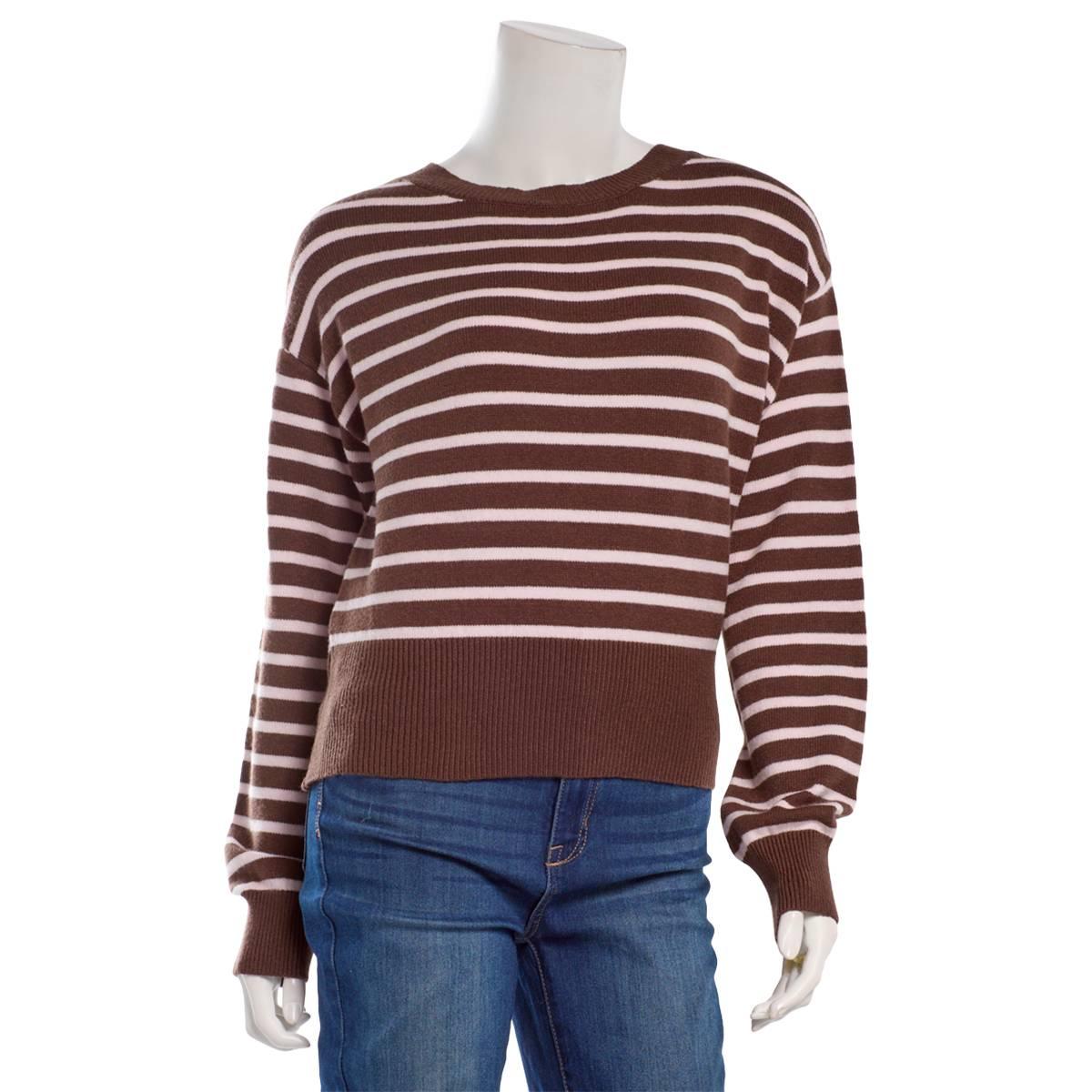 Click here for Juniors Pink Rose Ballet Neck Ribbed Pullover Swea... prices