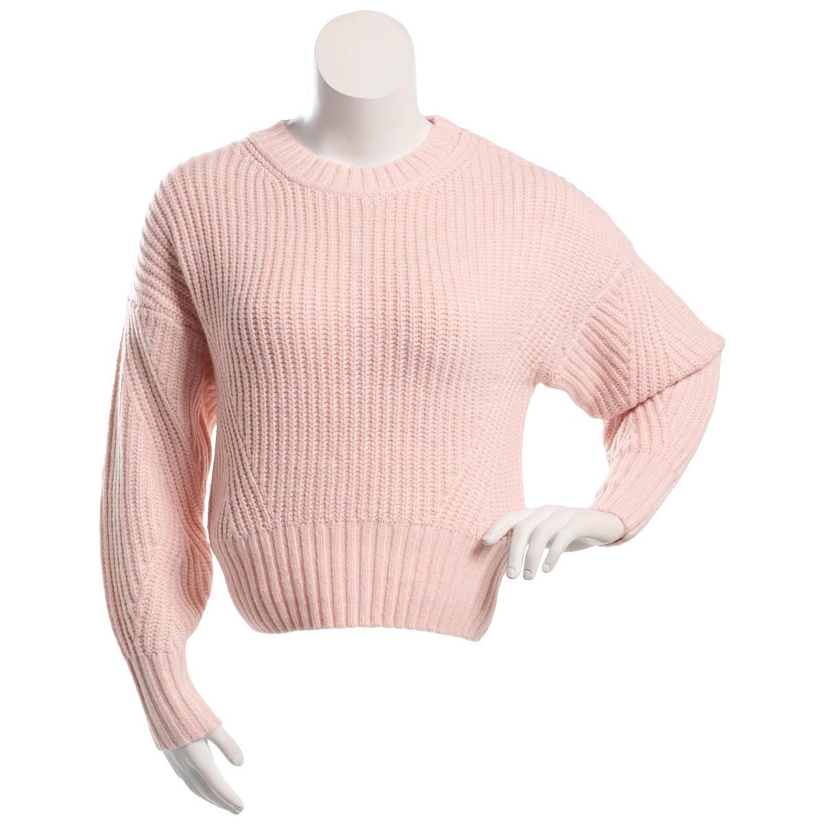 Click here for Juniors Pink Rose Shaker Dolman Pullover Sweater prices