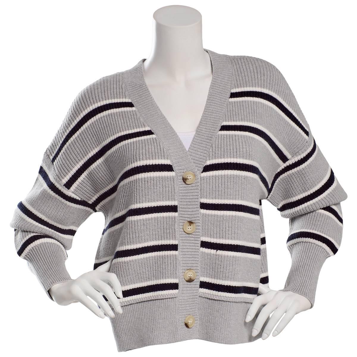 Click here for Juniors Pink Rose Shaker Stitch Boxy Striped V-Nec... prices