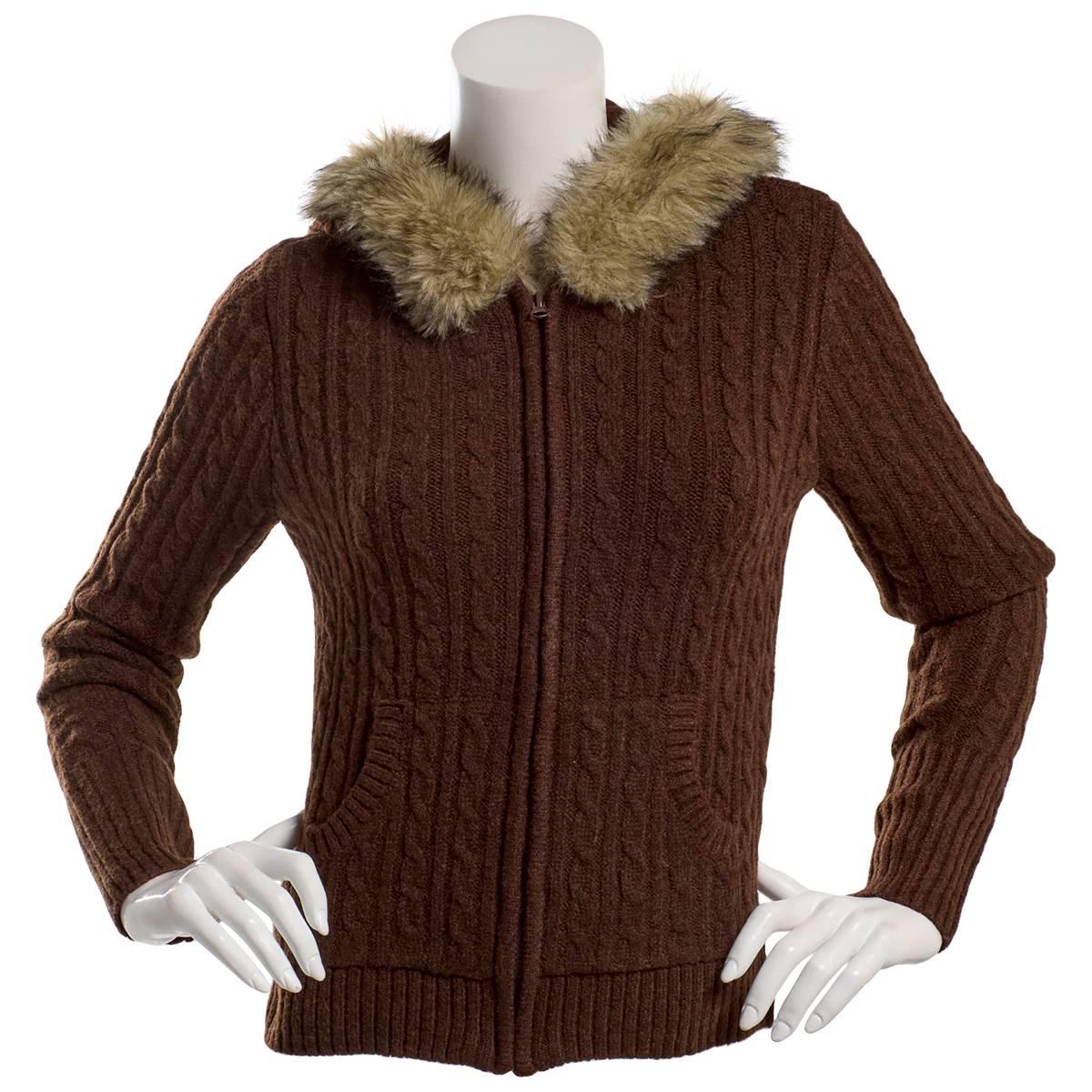 Click here for Juniors Pink Rose Cloud Mossy Zip Hoodie With Fur... prices