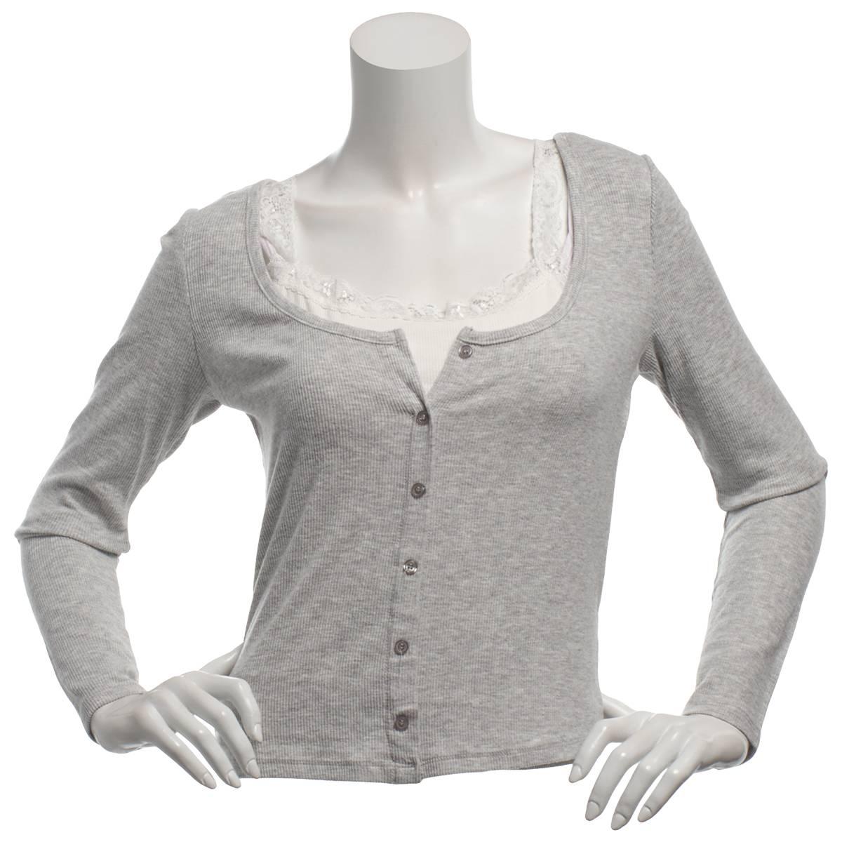 Click here for Juniors Pink Rose Long Sleeve Thermal Lace Cami 2F... prices