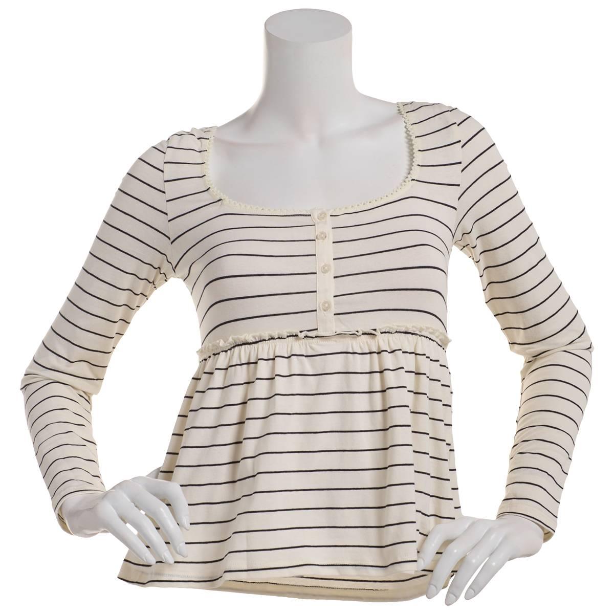 Click here for Juniors Pink Rose Long Sleeve Square Neck Stripe B... prices
