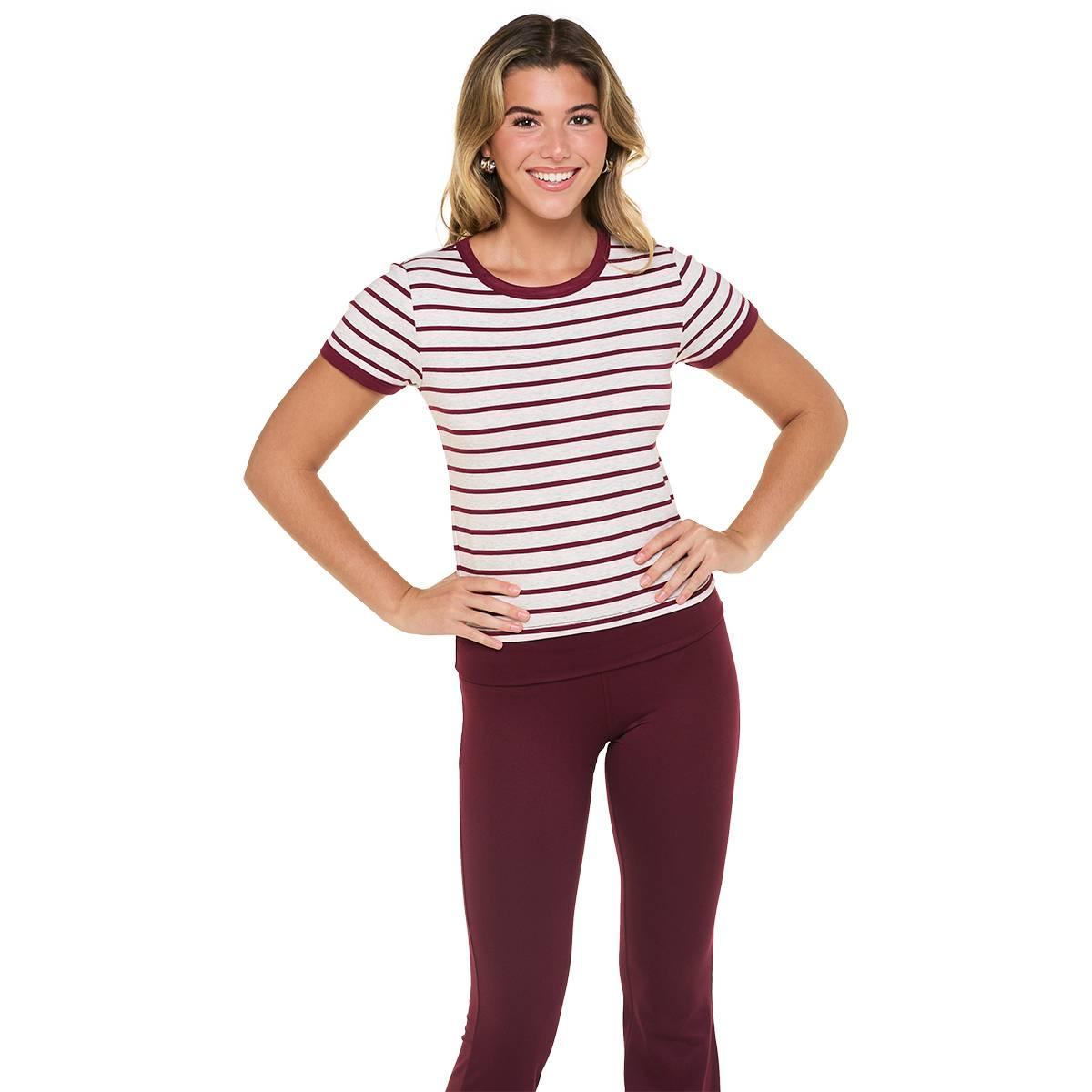 Click here for Juniors Pink Rose Stripe Ringer Tee prices