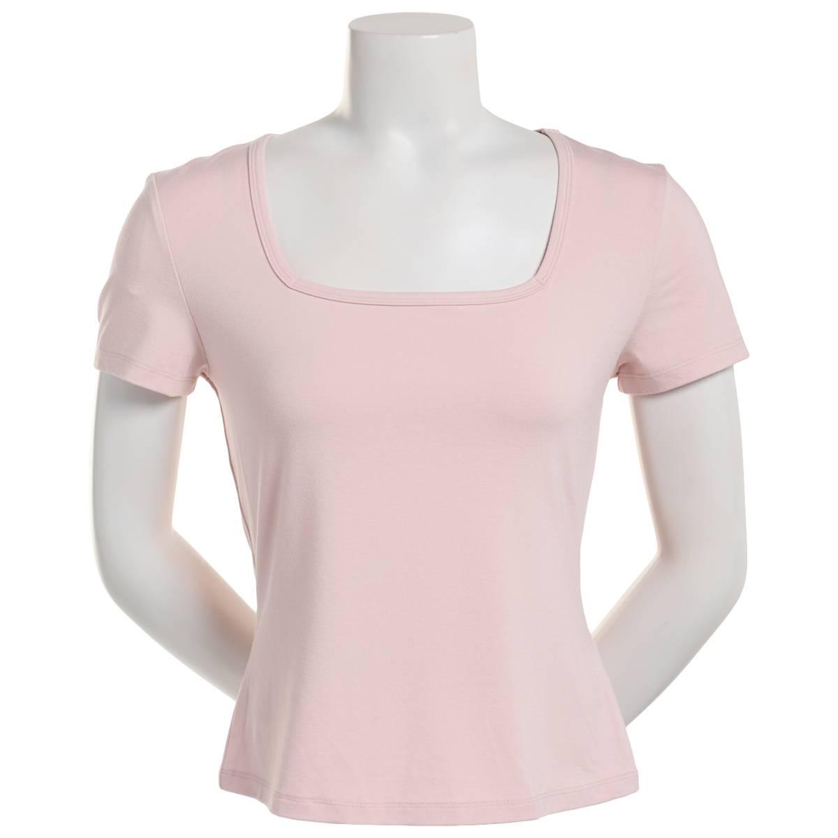 Click here for Juniors Pink Rose Square Neck Fitted Tee prices