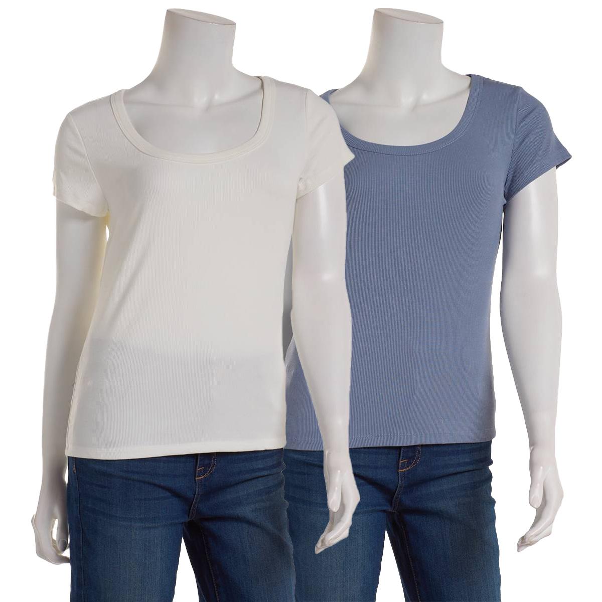 Click here for Juniors Pink Rose 2pk. Short Sleeve Scoop Neck Tee prices