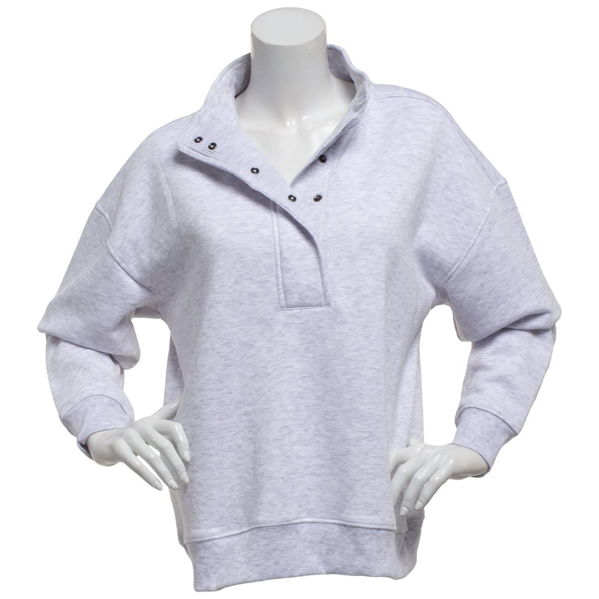 Click here for Juniors Pink Rose Fleece Enzyme Wash Mock Neck Ove... prices