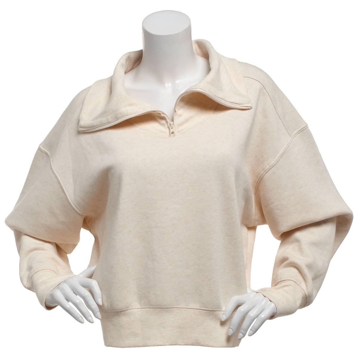 Click here for Juniors Pink Rose Marled Fleece Mock Neck Pullover... prices