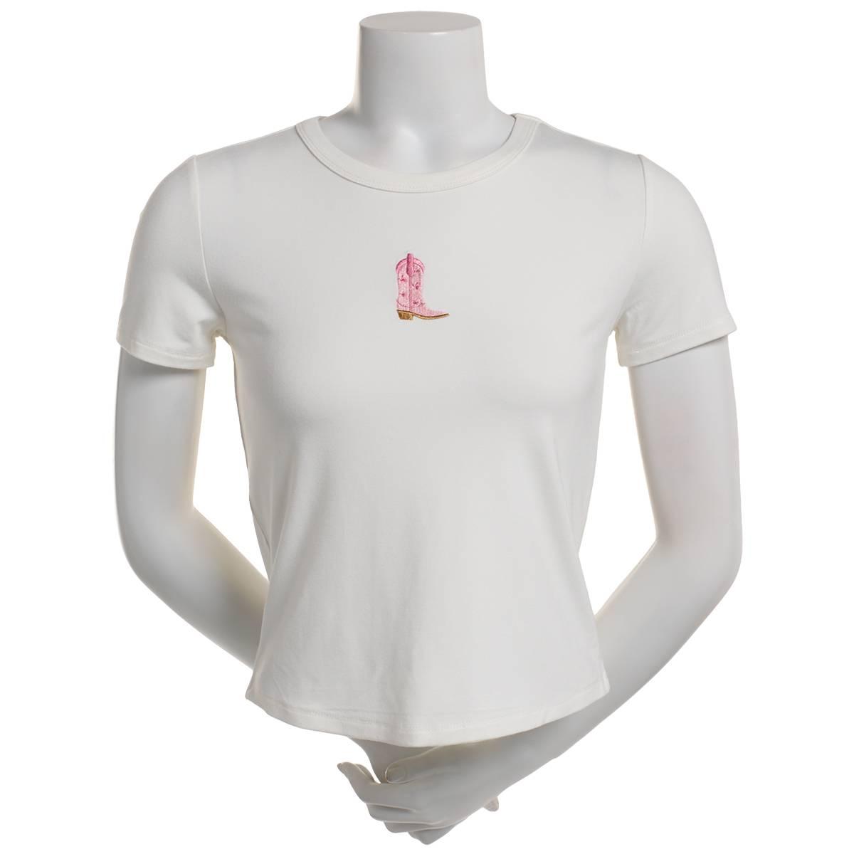 Click here for Juniors Pink Rose Short Sleeve Rayon Cowboy Boot C... prices